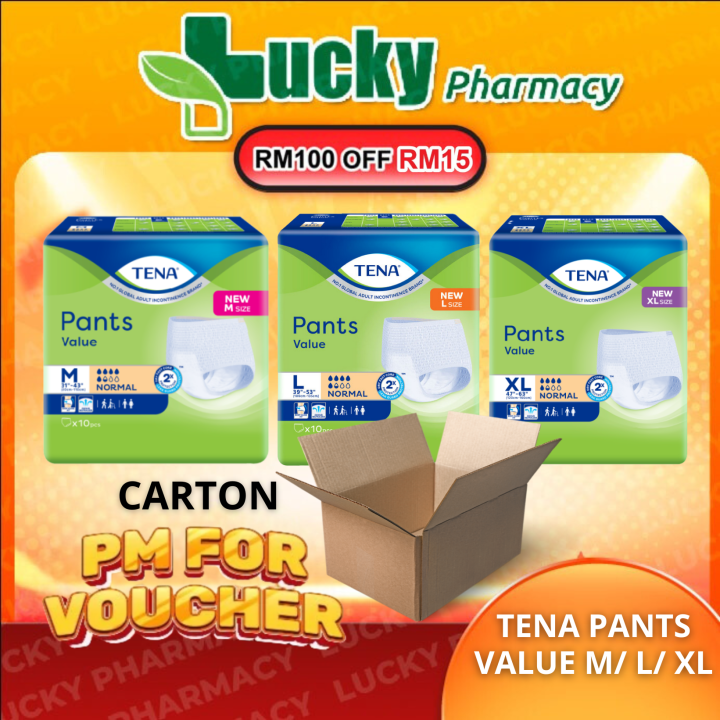 [CARTON] TENA PANTS VALUE M80S/ L80S/ XL48S ADULT DIAPER | BORN | Lazada