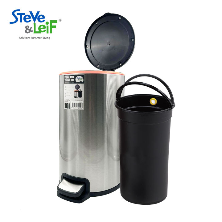 Steve & Leif Pedal Trash Bin / Waste Bin / Dustbin 10L (Stainless Steel ...