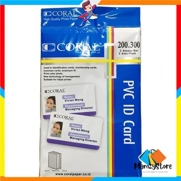 Kertas PVC Bahan ID Card Instan Coral A4 isi 5 Lembar Merk Coral ...