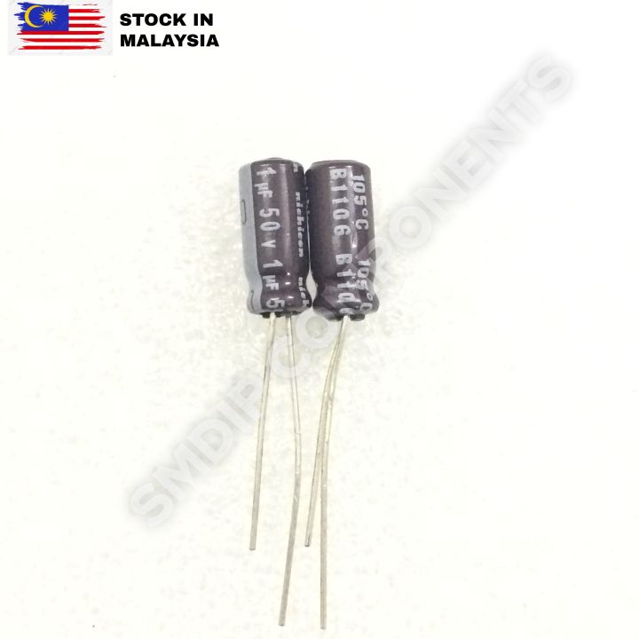 5PCS 1uF 50V 105°C, Radial Capacitor, 5mm x 11mm | Lazada
