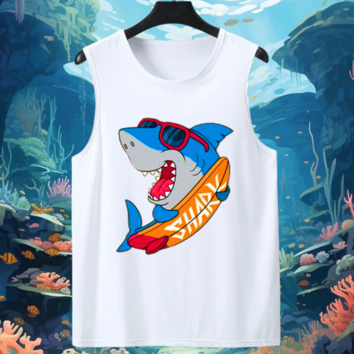 BWM 1 PC White Muscle Sando SUMMER CLOTHING SHARKS Designs for Kids ...