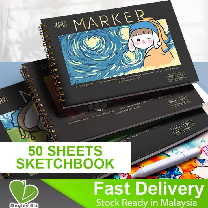 50 Sheets 3 Sizes 16K A4 8K Kid Cartoon Sketchbook set soft paper ...