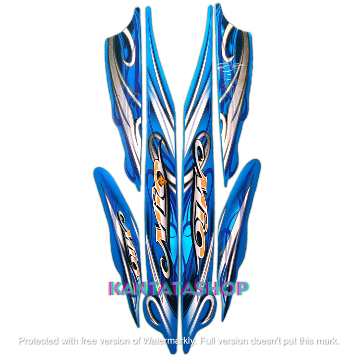 STIKER STRIPING LIS LES BODY MOTOR YAMAHA MIO SPORTY 2010 BIRU STANDAR ...