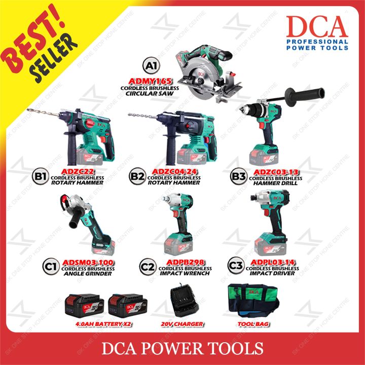 DCA Cordless Brushless 20V COMBO Kits (Circular Saw / Rotary Hammer ...
