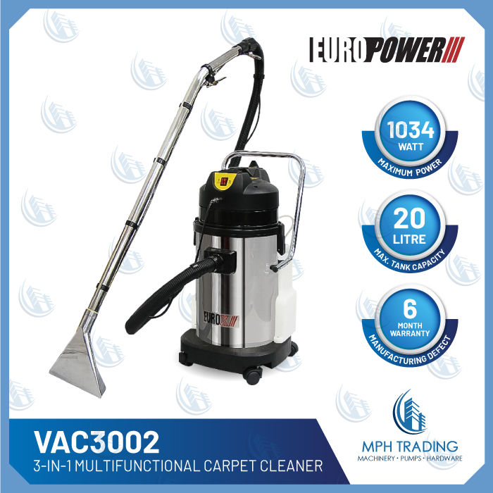Europower VAC3002 Heavy Duty Industrial Carpet Cleaner 20L Capacity ...