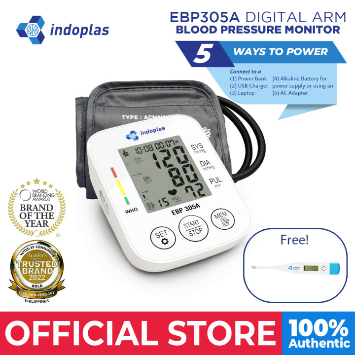 Indoplas Elite Powered Automatic Blood Pressure Monitor EBP305A - FREE ...
