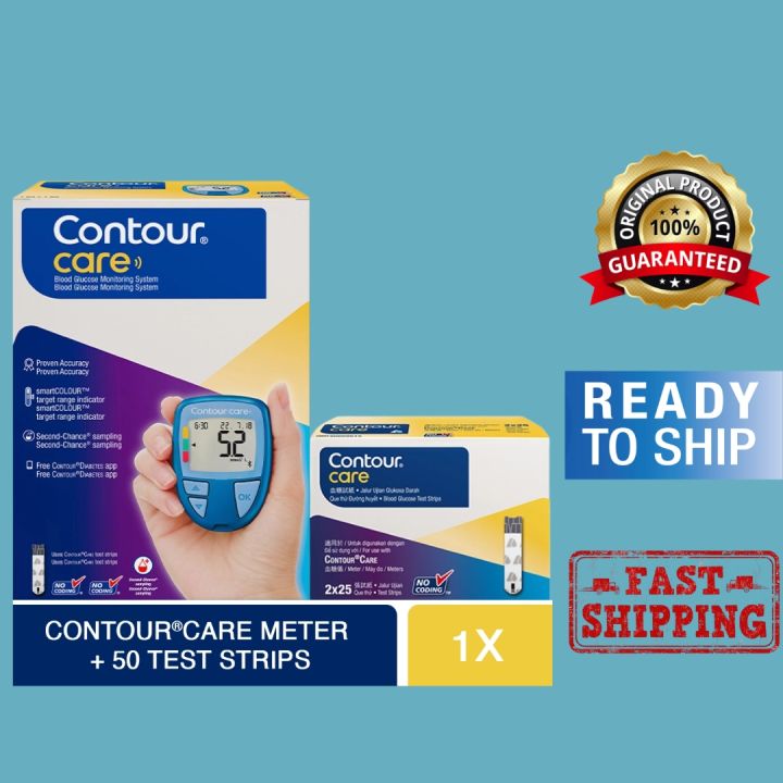 Contour Care Meter + Test Strips 50s Test Strips Glucose Monitor Blood ...