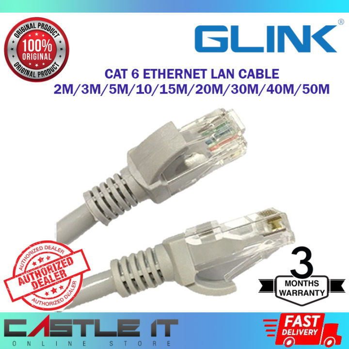 GLINK CAT6 ETHERNET LAN CABLE 2M/3M/5M/10M/15M/20M/30M ROUND WHITE HIGH ...