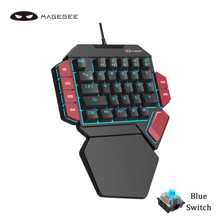 MageGee One Handed Mechanical Keyboard Mouse 35 Keys Rainbow Backlit ...
