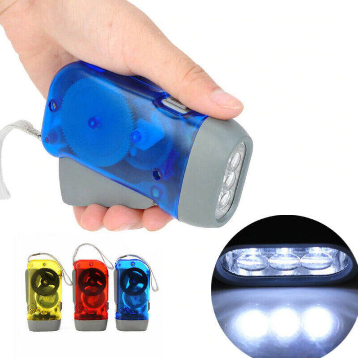 Ranpo Hand Pressing 3 LED Crank Power Dynamo Wind Up Flashlight Torch ...