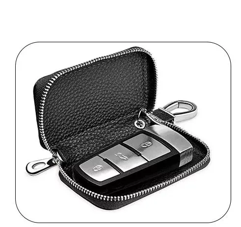 Leather Car Key Holder Pouch Key Fob Keyless Entry Cover Case KeyChain ...