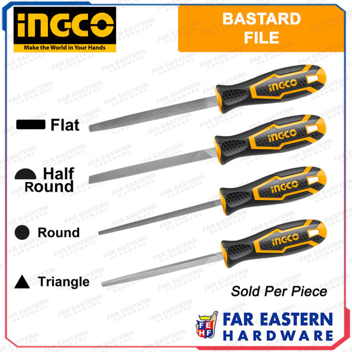 INGCO Bastard Steel File Half Round Flat Triangle 8" INHT | Lazada PH