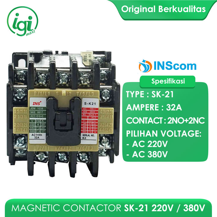 MAGNETIC CONTACTOR SK-21 220V 380V / AC KONTAKTOR SK 21 220VAC 380 VAC ...