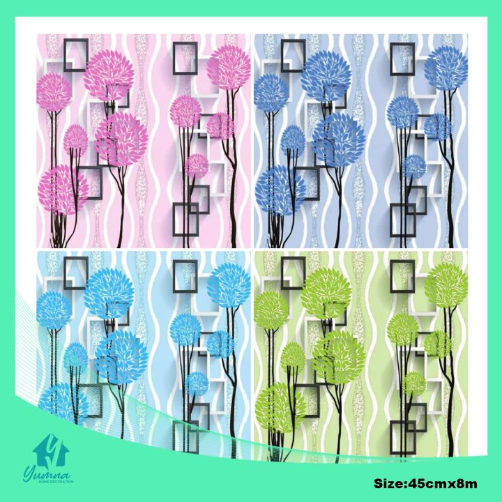 wallpaper dinding 45 cm x 10 m / 9m - Bunga Bulat | Lazada Indonesia