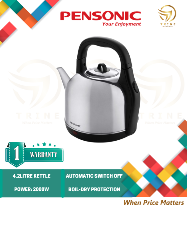 PENSONIC 4.2L STAINLESS STEEL KETTLE WITH CONCEALED ELEMENT \ PAK-5002 ...