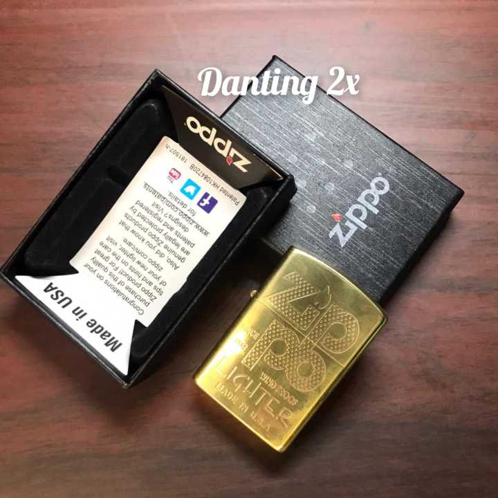 korek api Zippo 2x dantingan motif winproff warna gold bisa isi ulang ...