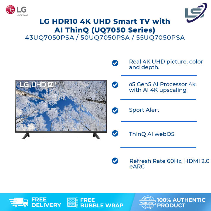 LG 43" / 50" / 55" HDR10 4K UHD Smart TV with AI ThinQ | 43UQ7050PSA ...