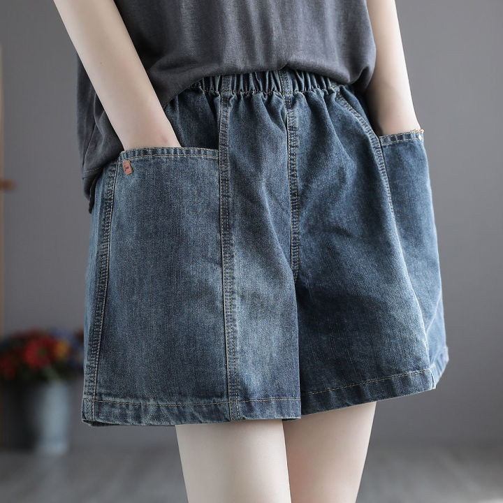 Summer Korean Version Of Denim Shorts Womens Big Pockets Loose And