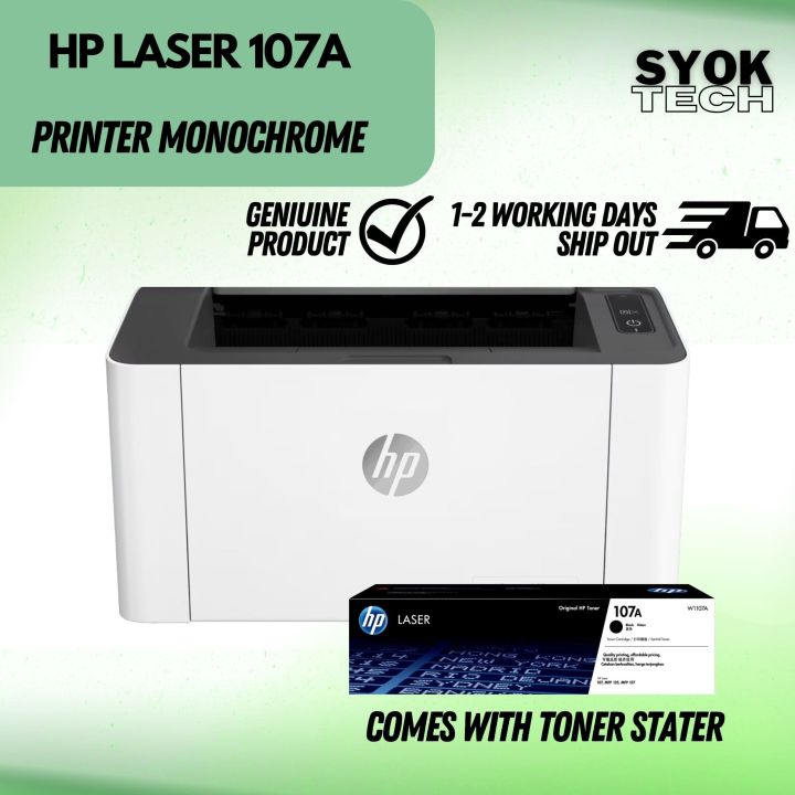 HP Laser Printer 107a / 107w | Black & White Printer | USB | A4 | Print ...