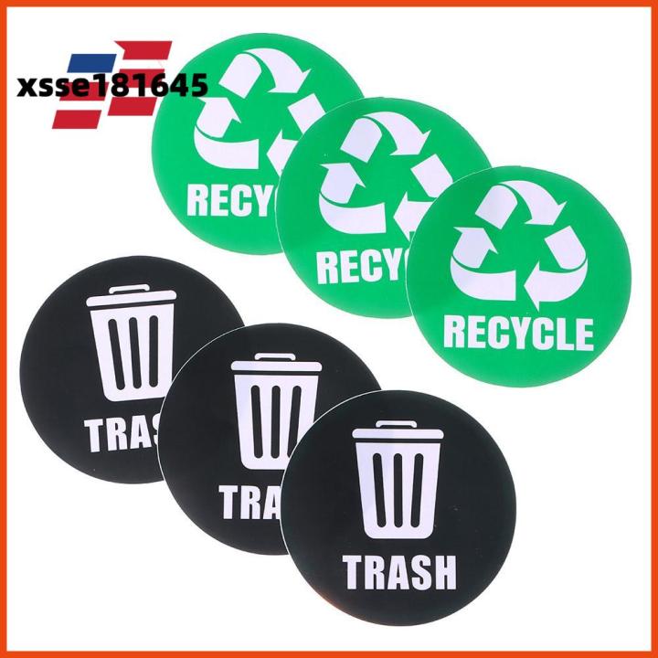 OKDEALS 6 Pcs Vinyl Trash Can Decal 5" Large Trash Bin Classification ...