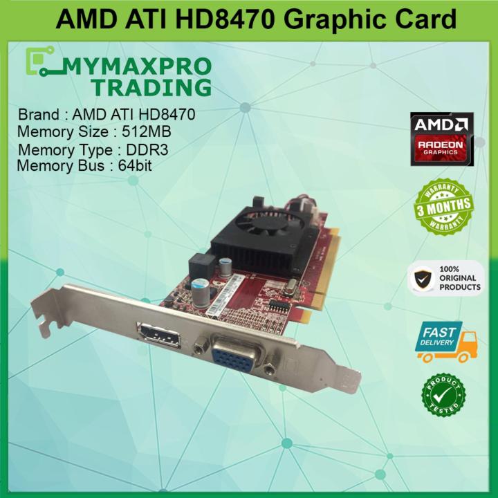 AMD ATI Radeon HD 8470 512MB 64Bits GDDR3 VGA Display Port (REFURBISHED ...