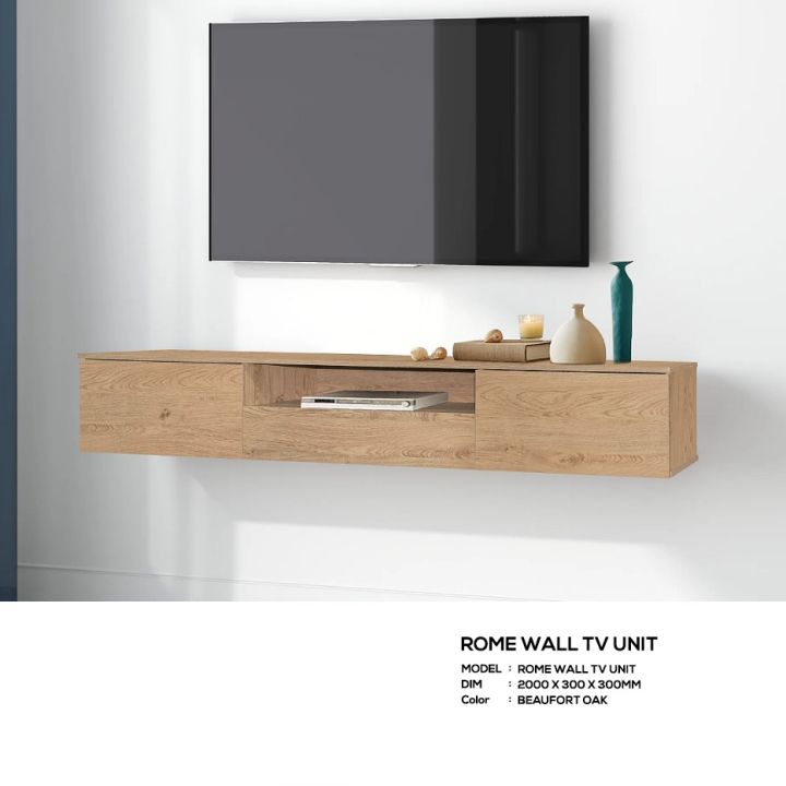 Tomato Home ชั้นทีวีติดผนัง Rome wall TV unit กว้าง200ซม | ชั้นทีวีมินิ ...