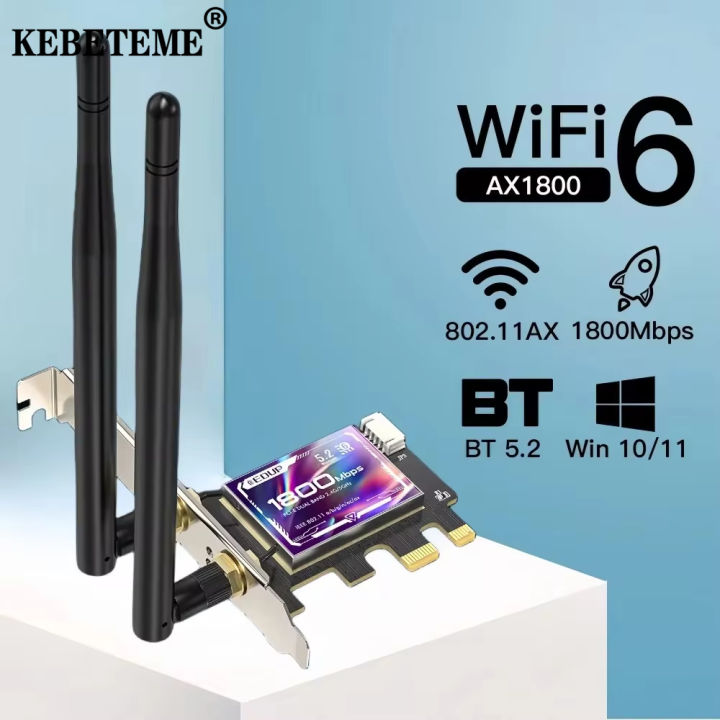 KEBETEME 1800Mbps Bluetooth 5.2 Dual Band 2.4G/5GHz 802.11AX WiFi ...