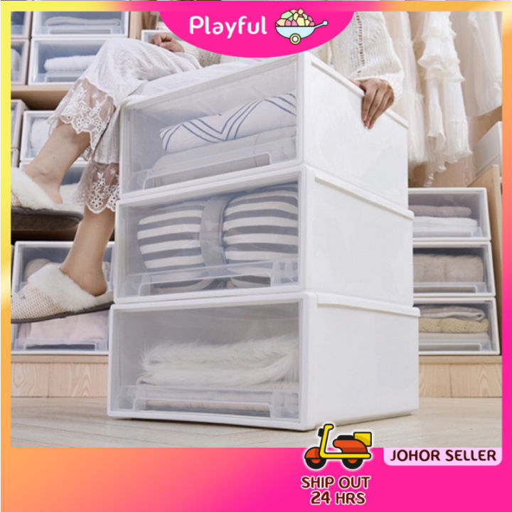 【PLAYFUL】 Extra Big Stackable Storage Box Transparent Drawer Storage ...