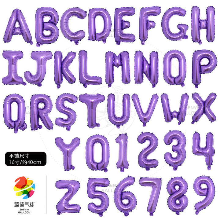 16 inch purple（A-Z） (0-9) number letter balloon wedding decoration ...