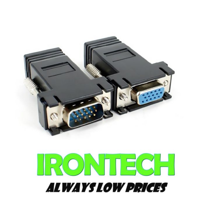 VGA Male / Female to RJ45 LAN CAT5 CAT6 Network Cable Adapter Extender ...