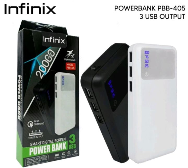 POWERBANK Digital Leather TERBARU 20000Mah INFINIX LED 3 USB PORT LED ...