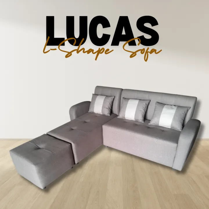 VOGUISH LUCAS SOFA SET WITH OTTOMAN AND 3 COZY PILLOWS - MANWELL ...
