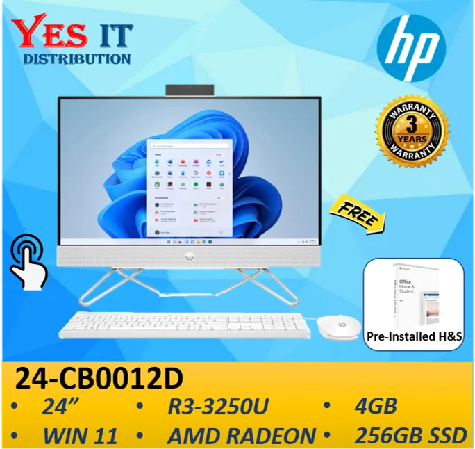 HP 24-CB0012d FHD Touch All-In-One Desktop PC Starry White ( R3-3250U ...