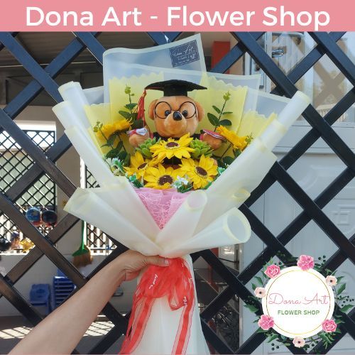 TẶNG túi , tặng thiệp Bó hoa kèm gấu bông tốt nghiệp DONA ART HTN01 ...