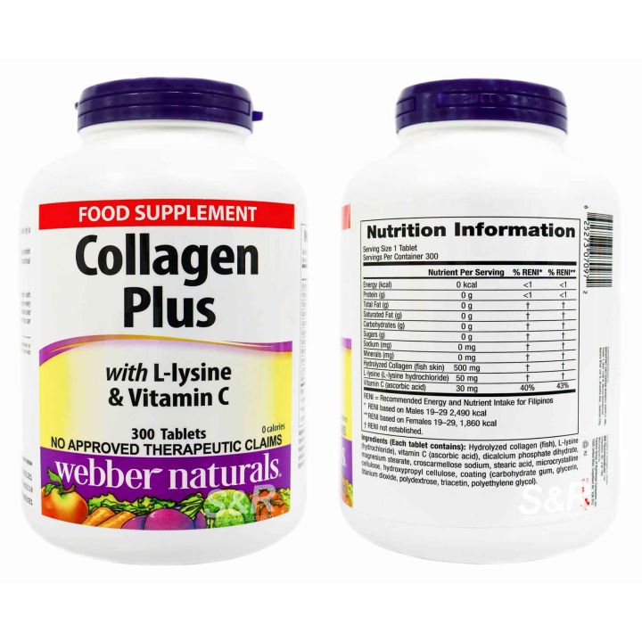 Webber Collagen Plus with L-Lysine and Vitamin C (300 tablets) | Lazada PH