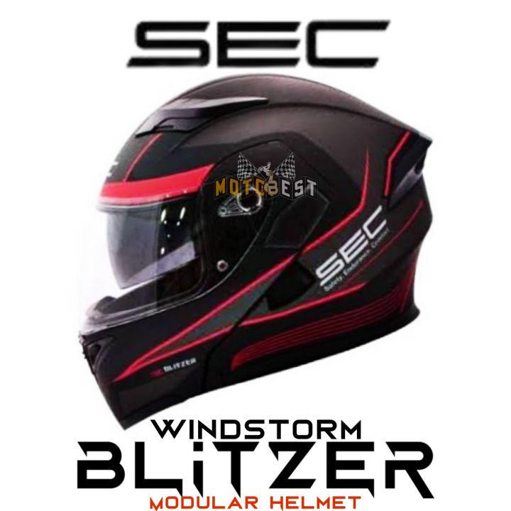 SEC Windstorm Blitzer Modular Dual Visor Helmet | Lazada PH