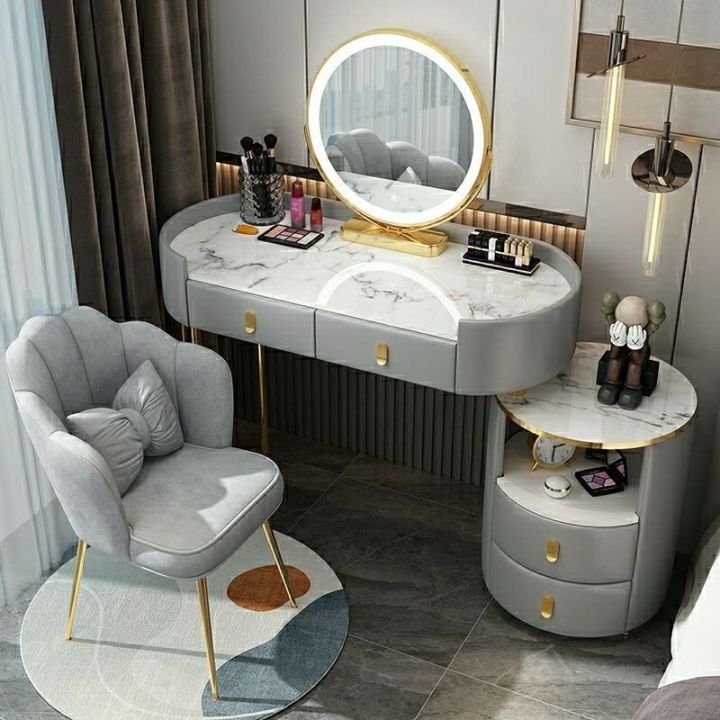 HDB Light Luxury Dressing Table Bedroom Makeup Table Storage Cabinet ...