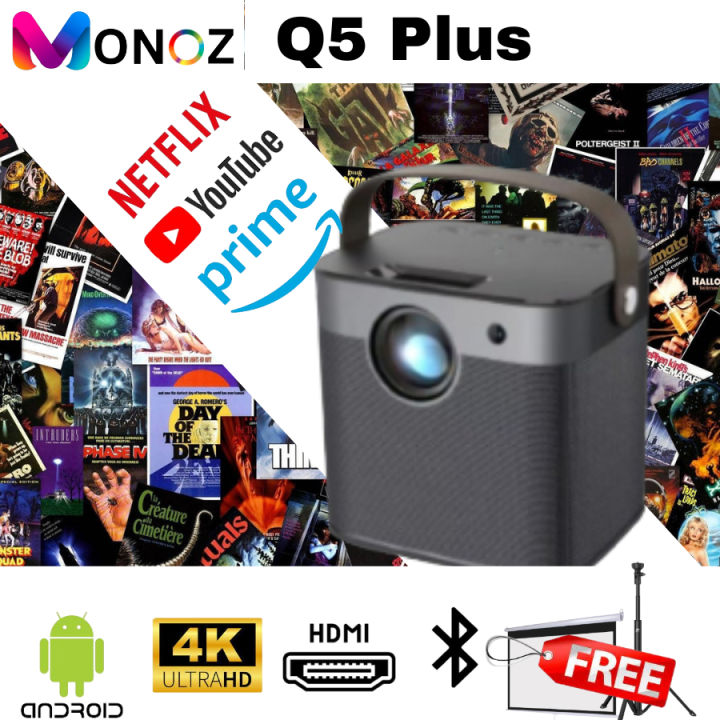 COD NEW MODEL MONOZ Projector Q5 Pro Portable Android TV Projector ...