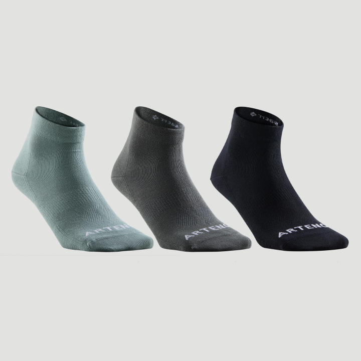Decathlon Adult Mid Sports Socks Tri-Pack Rs 160 - Khaki/Khaki/Black ...