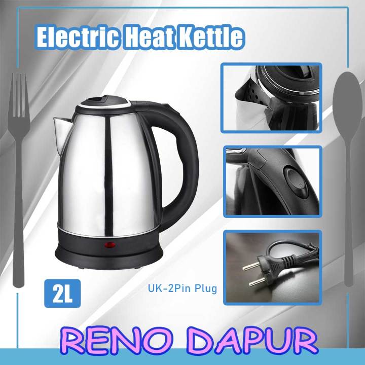 [RENODAPUR] 2 LIT ELECTRIC HEAT KETTLE JUG STAINLESS STEEL AUTOMATIC ...
