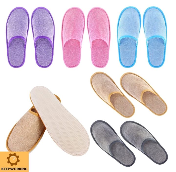 Keep Working Slippers for Guest Unisex 1 Pair Hemp Indoor Slippers for ...