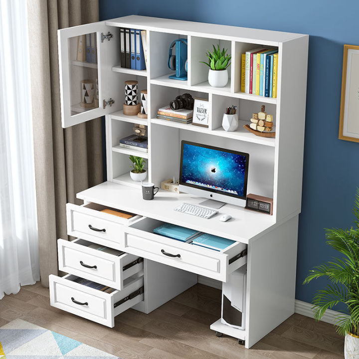 Study Table with Bookshelf Desk Modern Minimalist Desktop Computer Desk ...