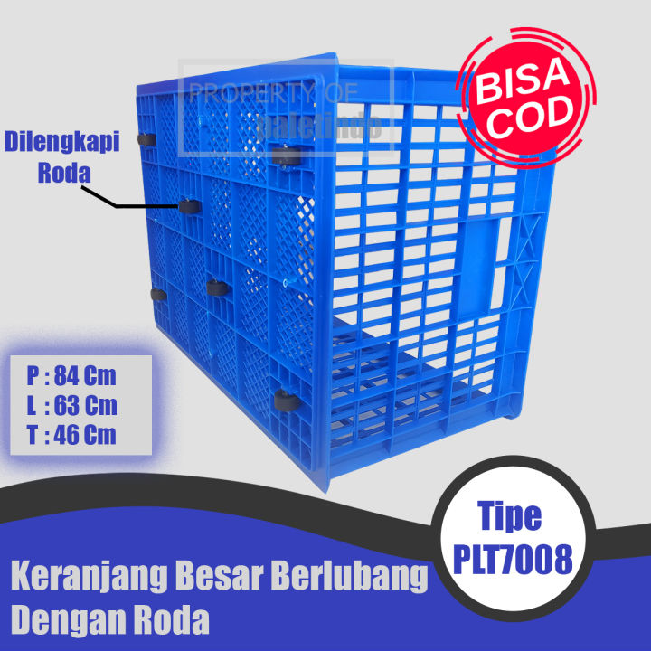 Keranjang Plastik Besar Berlubang Dilengkapi Roda Tipe 7008 Ukuran 84 X ...