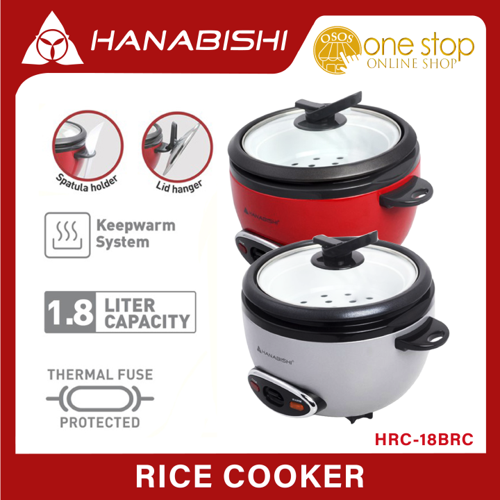Hanabishi Original Rice Cooker 1.8L / 10 persons Glass Cover Teflon ...
