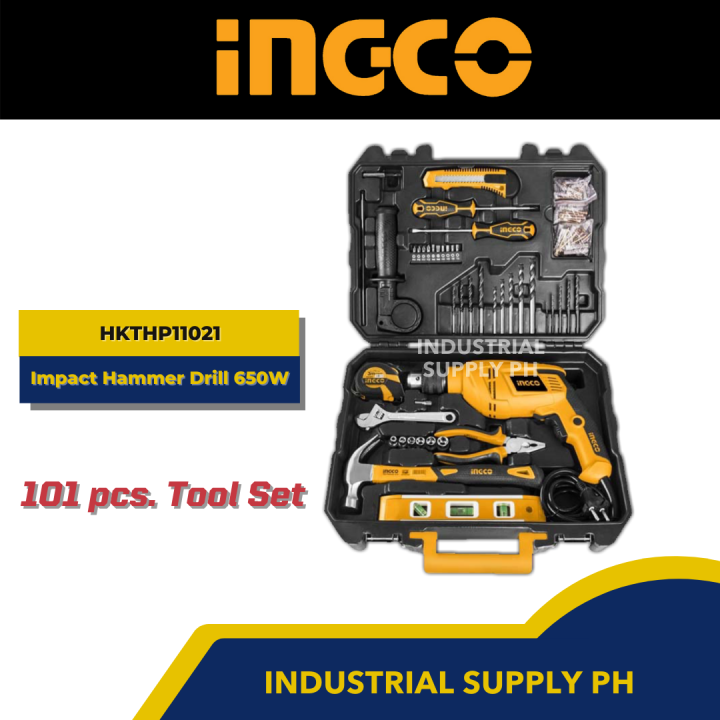INGCO HKTHP11021 Impact Hammer Drill 650W (101 pcs. Tool Set) | Lazada PH