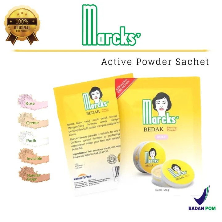 MARCKS Bedak Tabur Active Beauty Powder 20gr Sachet BPOM [ORIGINAL ...