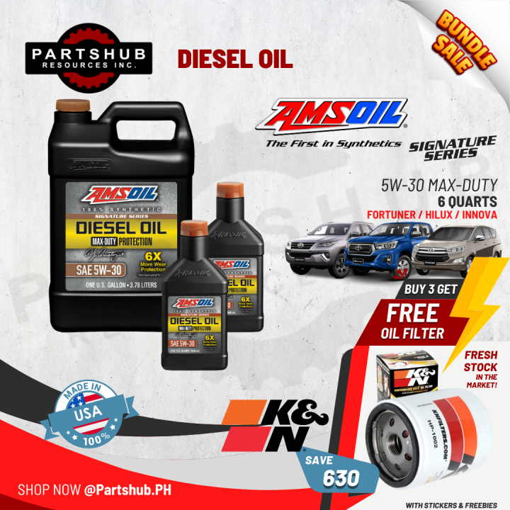 AMSOIL 6 QUARTS 0055+0030+HP-1002 5W-30 MAX-DUTY DIESEL OIL, BUY 1G 2Q ...