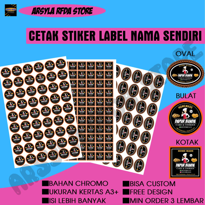 (APR 15) Cetak stiker custom nama sendiri - label kemasan - stiker ...