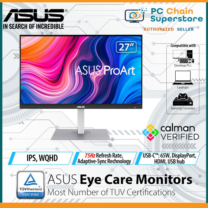 ASUS ProArt Display PA278CV Professional Monitor – 27" IPS WQHD 1440P ...