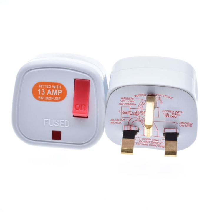 UK Standard Ground 13A 3-pin British Power Plug with Fused LED Switch for Rewiring, Power Plug ...